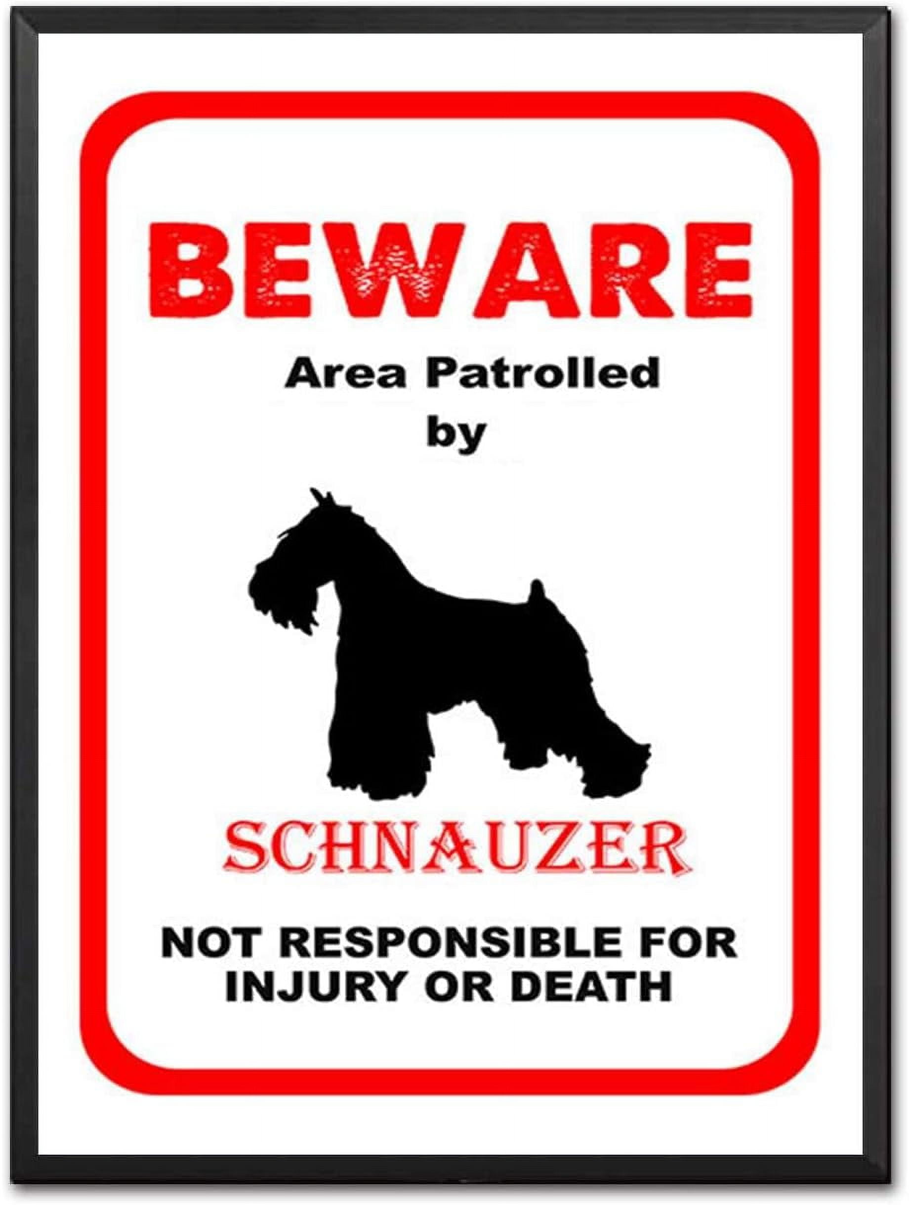 ASPORIC Tin Sign Beware Area Patrolled by Schnauzer Dog Notice Safety ...