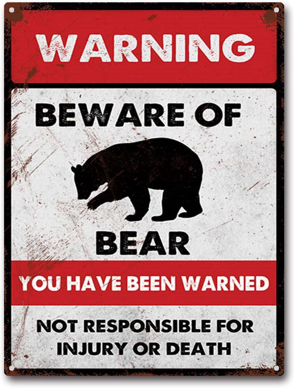 ASPORIC Tin Sign Beware of Bear Metal Tin Sign Vintage Bar Man Cave ...