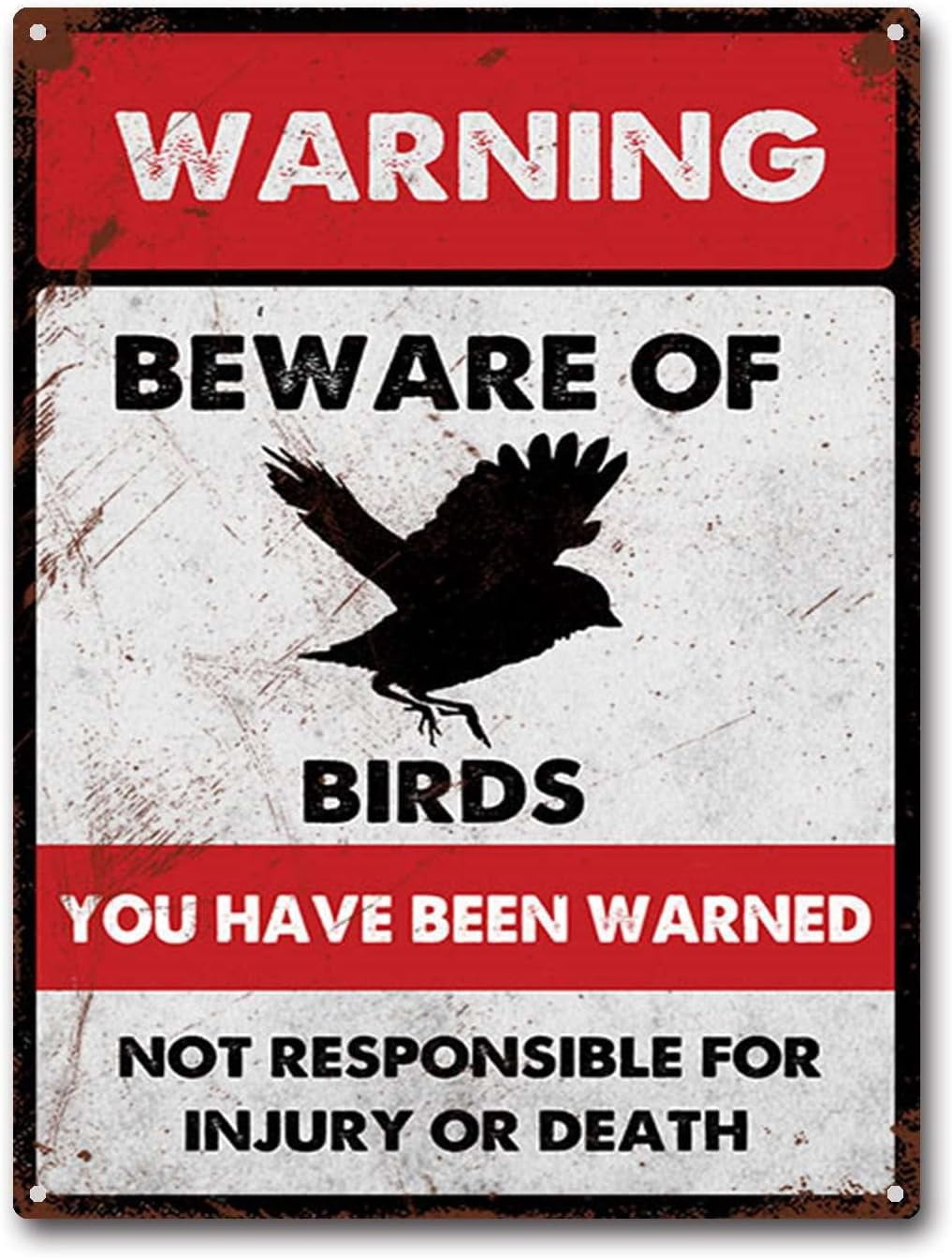 ASPORIC Tin Sign Beware of Birds Metal Signs Man Cave Bar Signs Home ...