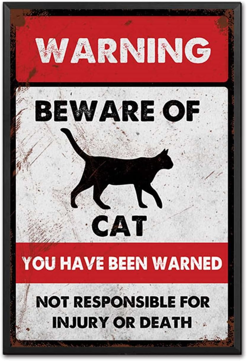 ASPORIC Tin Sign Beware of Cats Tin Sign Bar Pub Diner Cafe Wall Decor ...