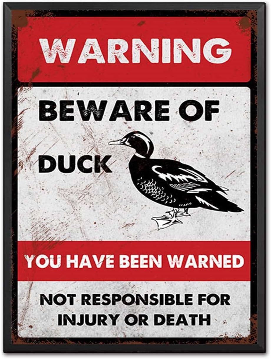 ASPORIC Tin Sign Beware of Duck Metal Tin Sign Vintage Bar Man Cave ...
