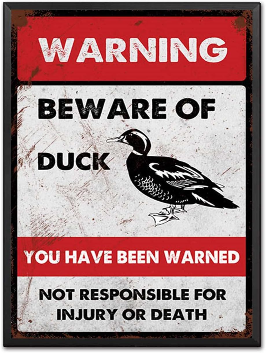 ASPORIC Tin Sign Beware of Duck Metal Tin Sign Vintage Bar Man Cave ...