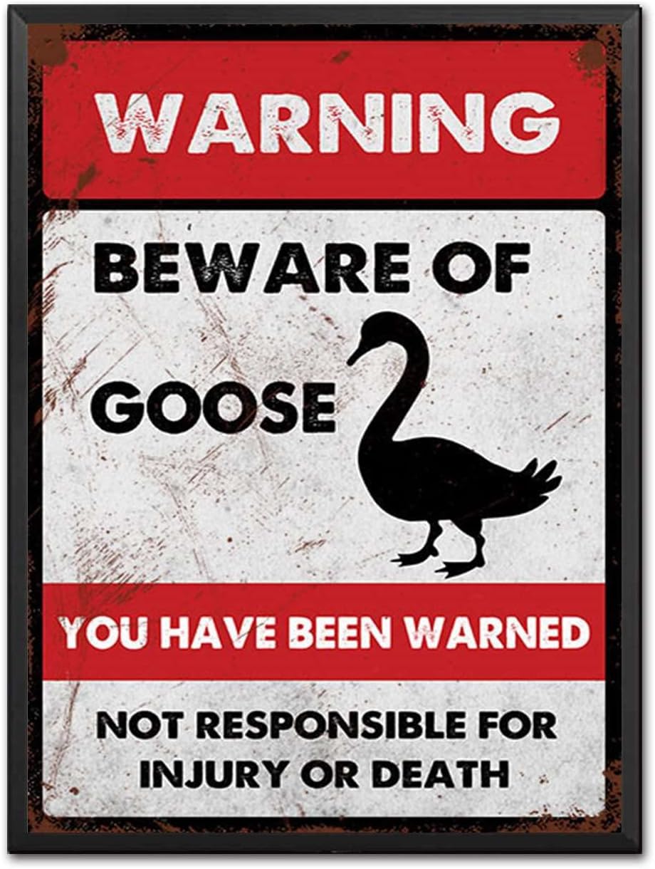ASPORIC Tin Sign Beware of Goose Metal Sign Wall Decor for Garage or ...