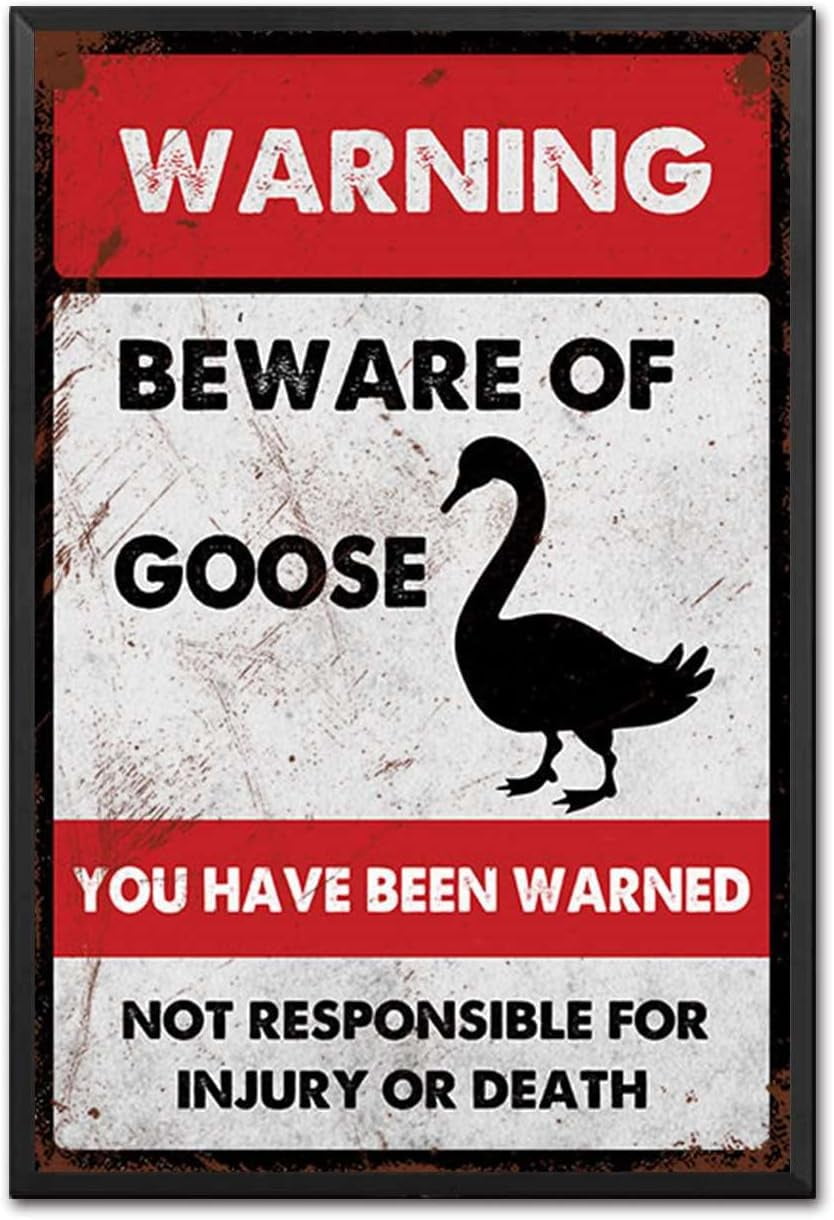 ASPORIC Tin Sign Beware of Goose Metal Signs Man Cave Bar Signs Home ...