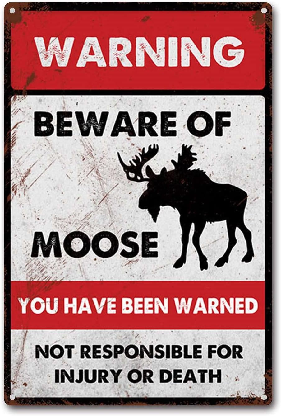 ASPORIC Tin Sign Beware of Moose Metal Tin Sign Home Bar Cafe Wall ...