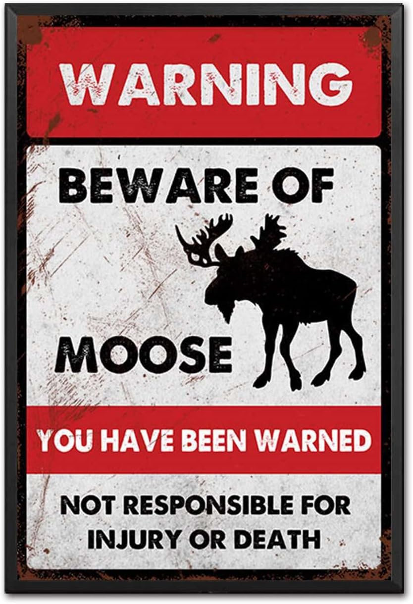 ASPORIC Tin Sign Beware of Moose Tin Sign Vintage Decor Metal Sign Wall ...