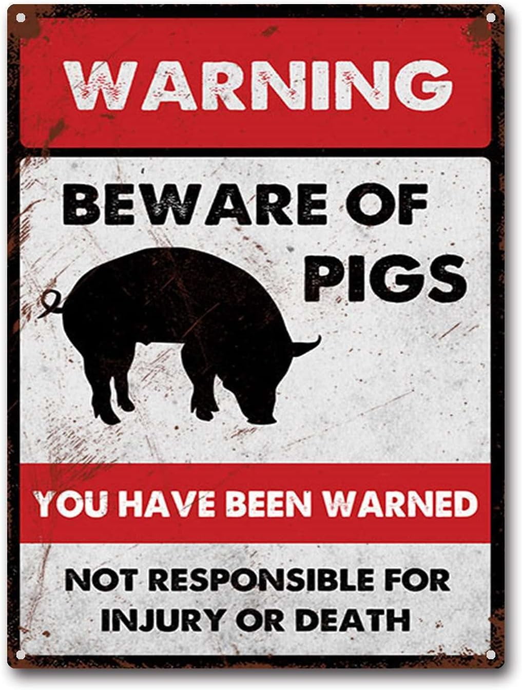 ASPORIC Tin Sign Beware of Pigs Room Man Cave Art Decorations Metal ...
