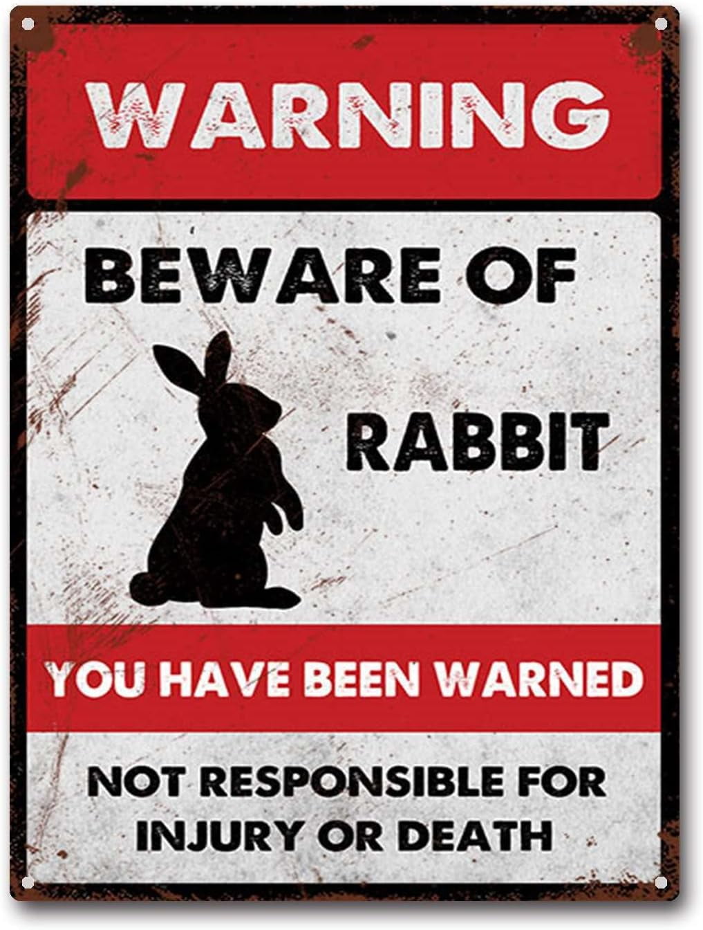 ASPORIC Tin Sign Beware of Rabbit Metal Tin Sign Home Bar Cafe Wall ...