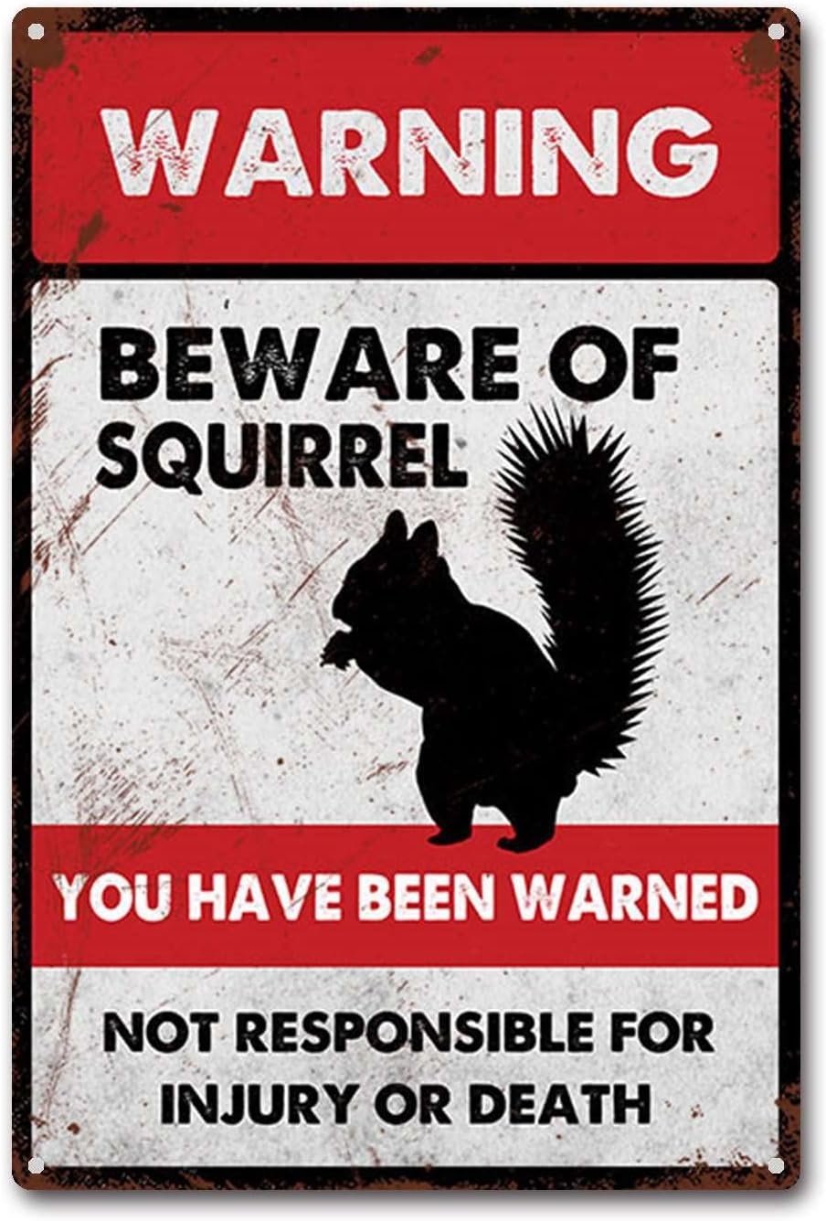 ASPORIC Tin Sign Beware of Squirrel Metal Tin Sign Wall Decor Man Cave ...