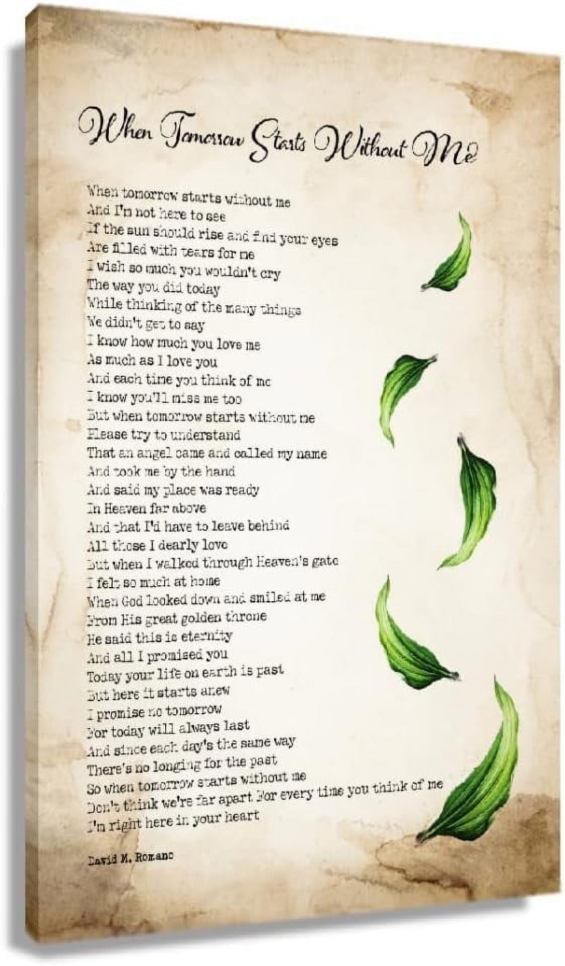 ASPORIC When Tomorrow Starts Without Me Poem Vintage Poster ...