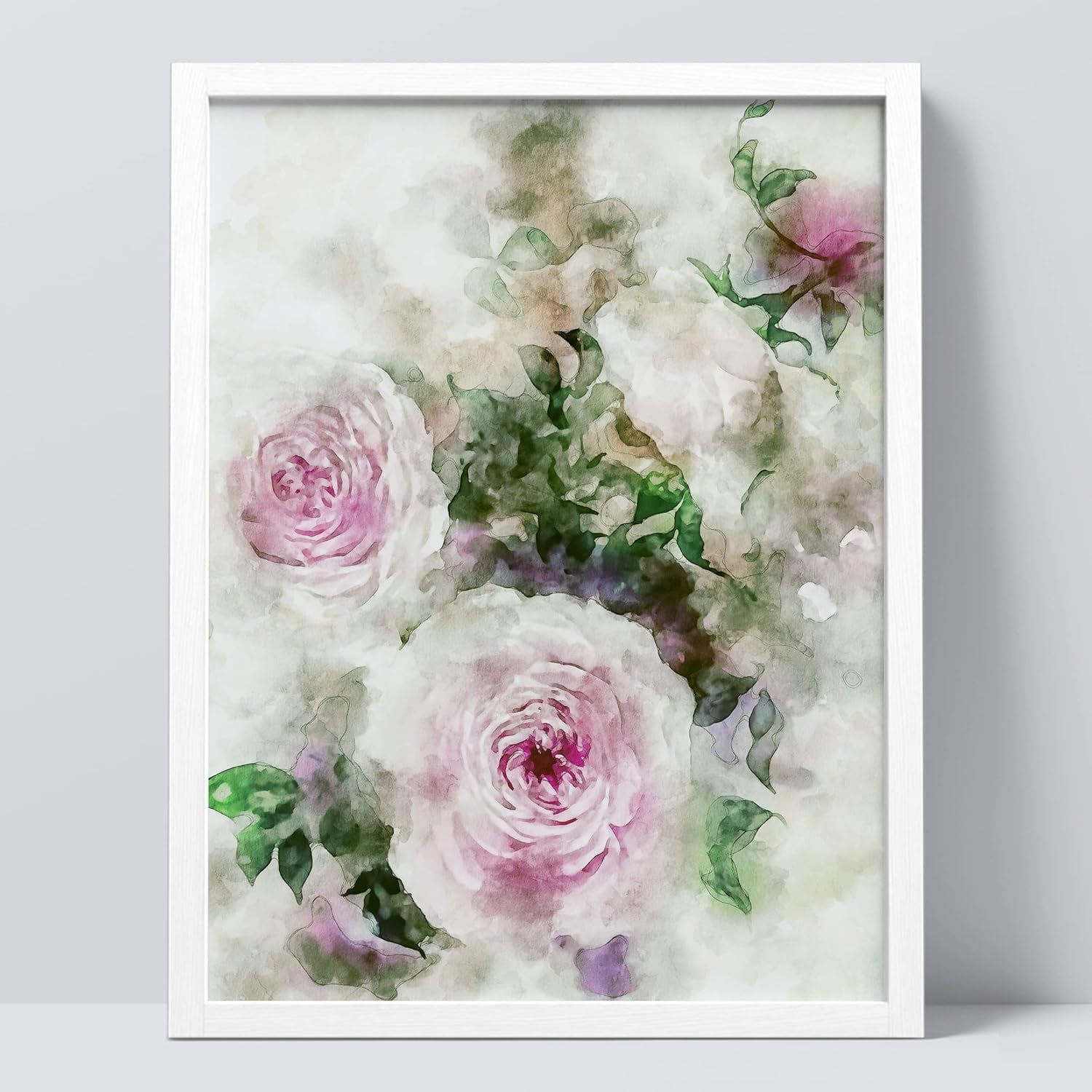 ASPORIC Vibrant Pastel Pink Wild Rose Flowers Wall Art, Floral ...