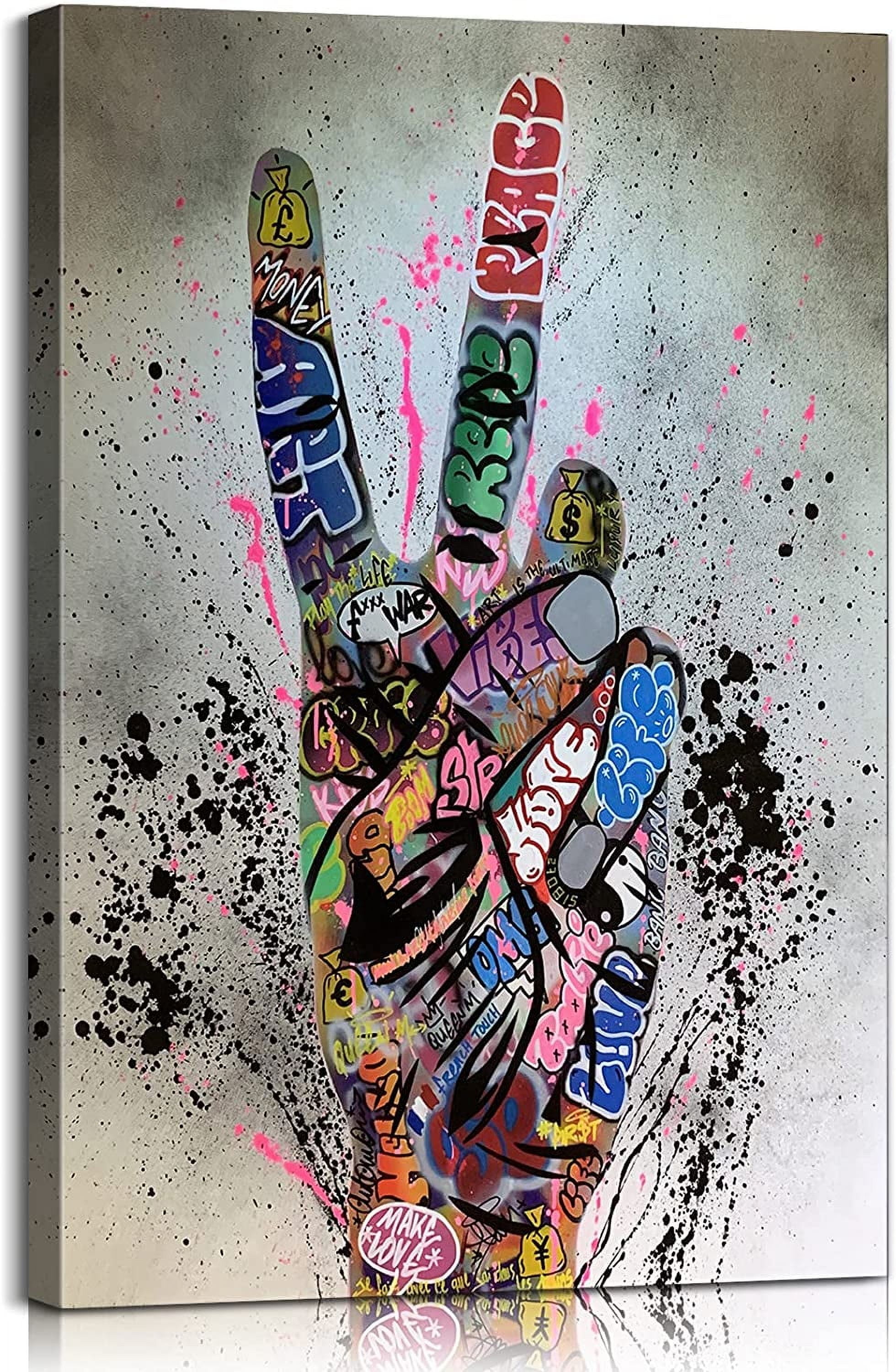 ASPORIC Victory Hand Graffiti Wall Art Colorful Graffiti Poster ...
