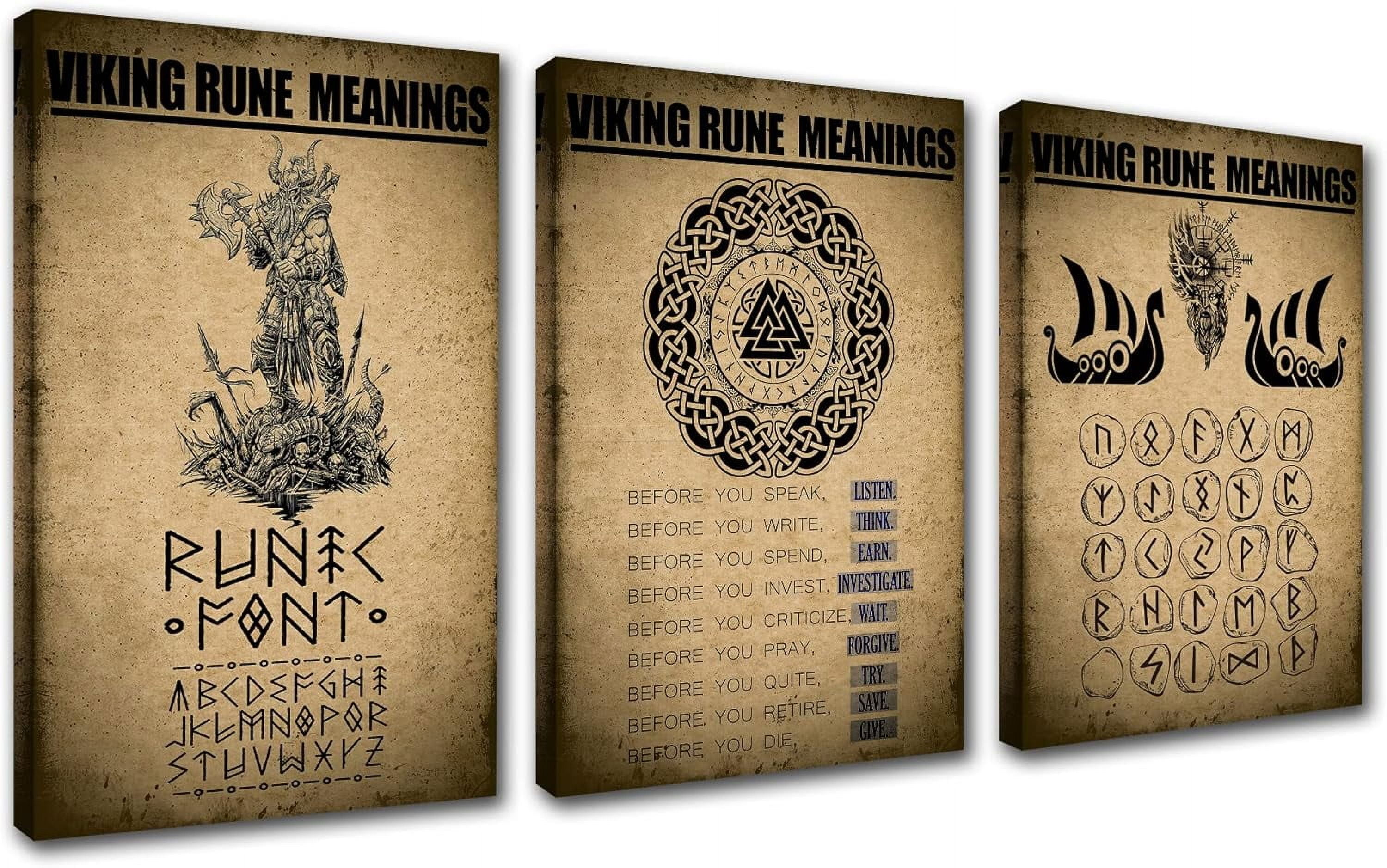 ASPORIC Vikings Canvas Wall Art 3 Pieces Retro Warrior Picture ...