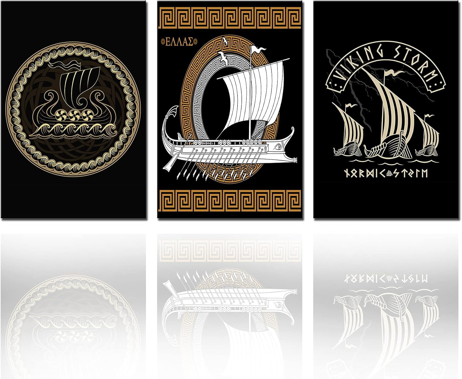 ASPORIC Vikings Ship Sailing on The Stormy Sea and Mythical Tree ...