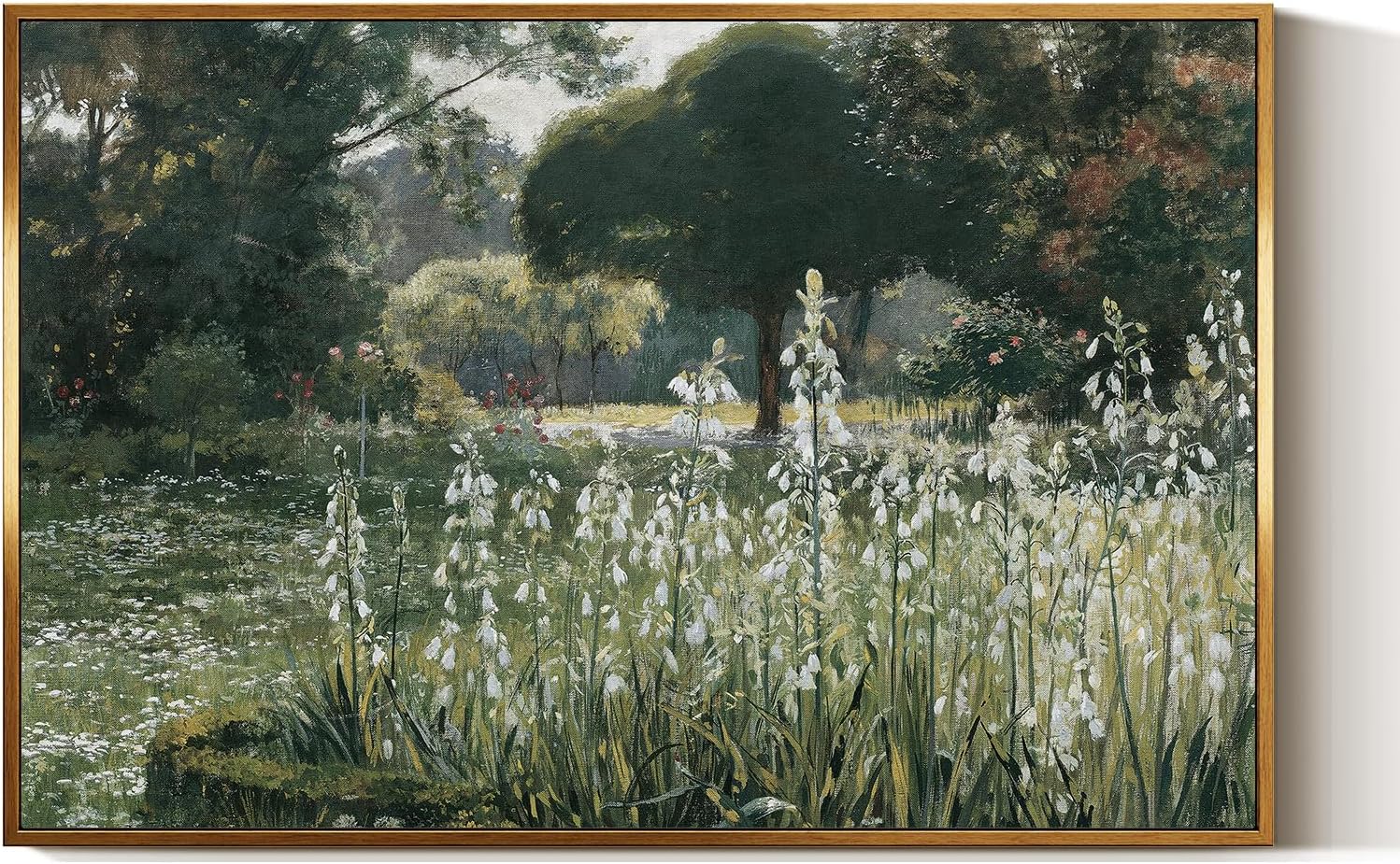 ASPORIC Vintage Canvas Wall Art Wildflower Field, Rustic Meadow with ...