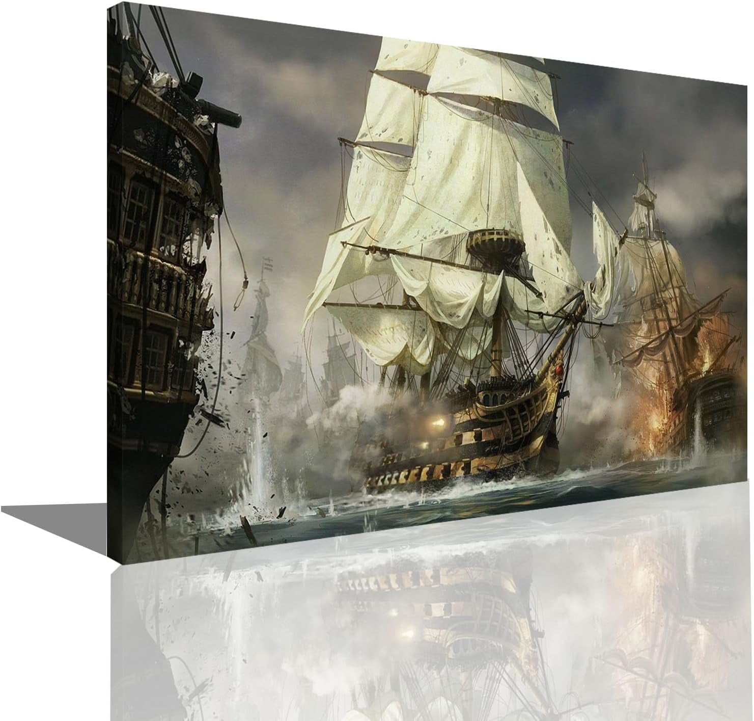 ASPORIC Vintage Creative Moon Pirate Ship Poster Sailing Ship Wall Art ...