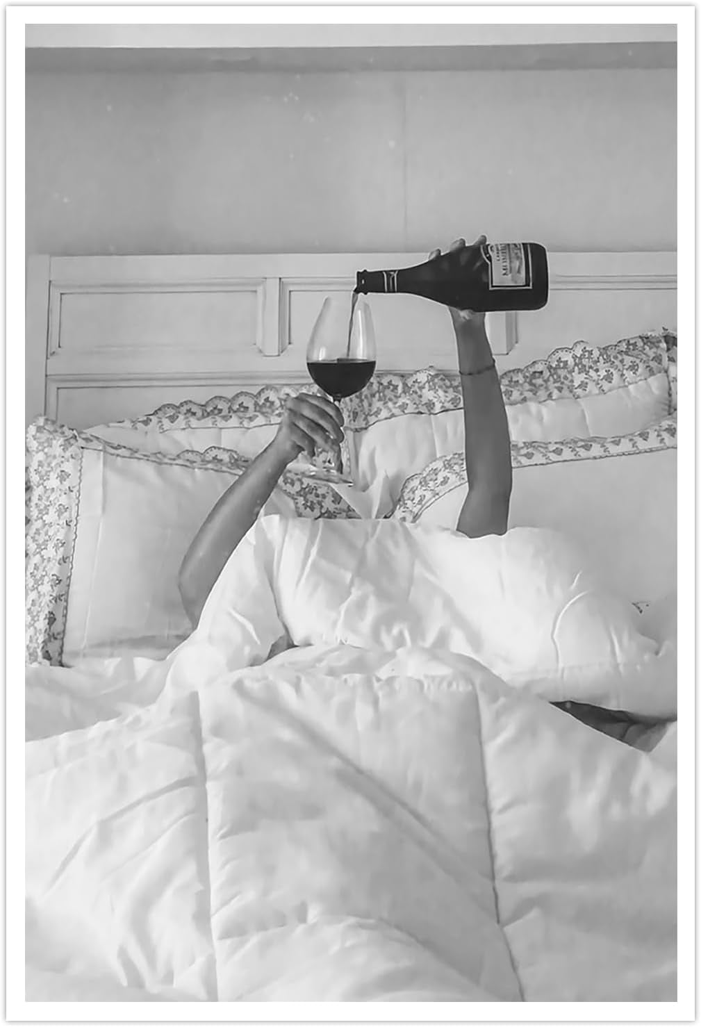 ASPORIC Vintage Funky Wall Art Alcohol Drink Poster Woman Drinking Wine ...