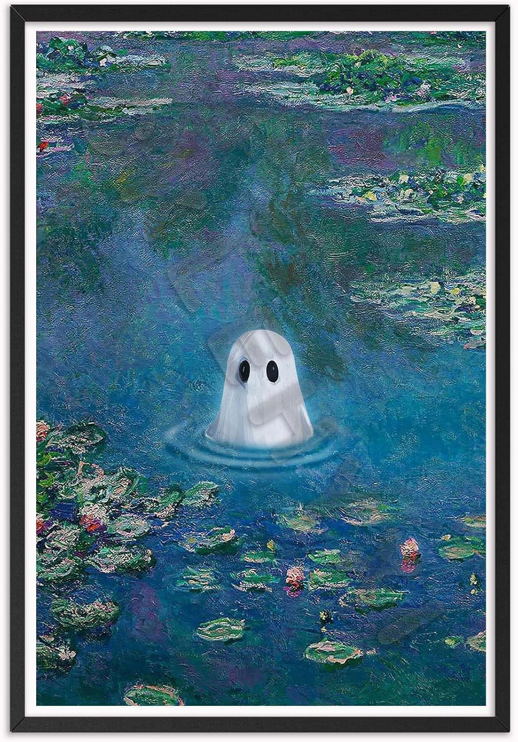 ASPORIC Vintage Halloween Decor Monet Canvas Wall Art Cute Ghost Poster ...