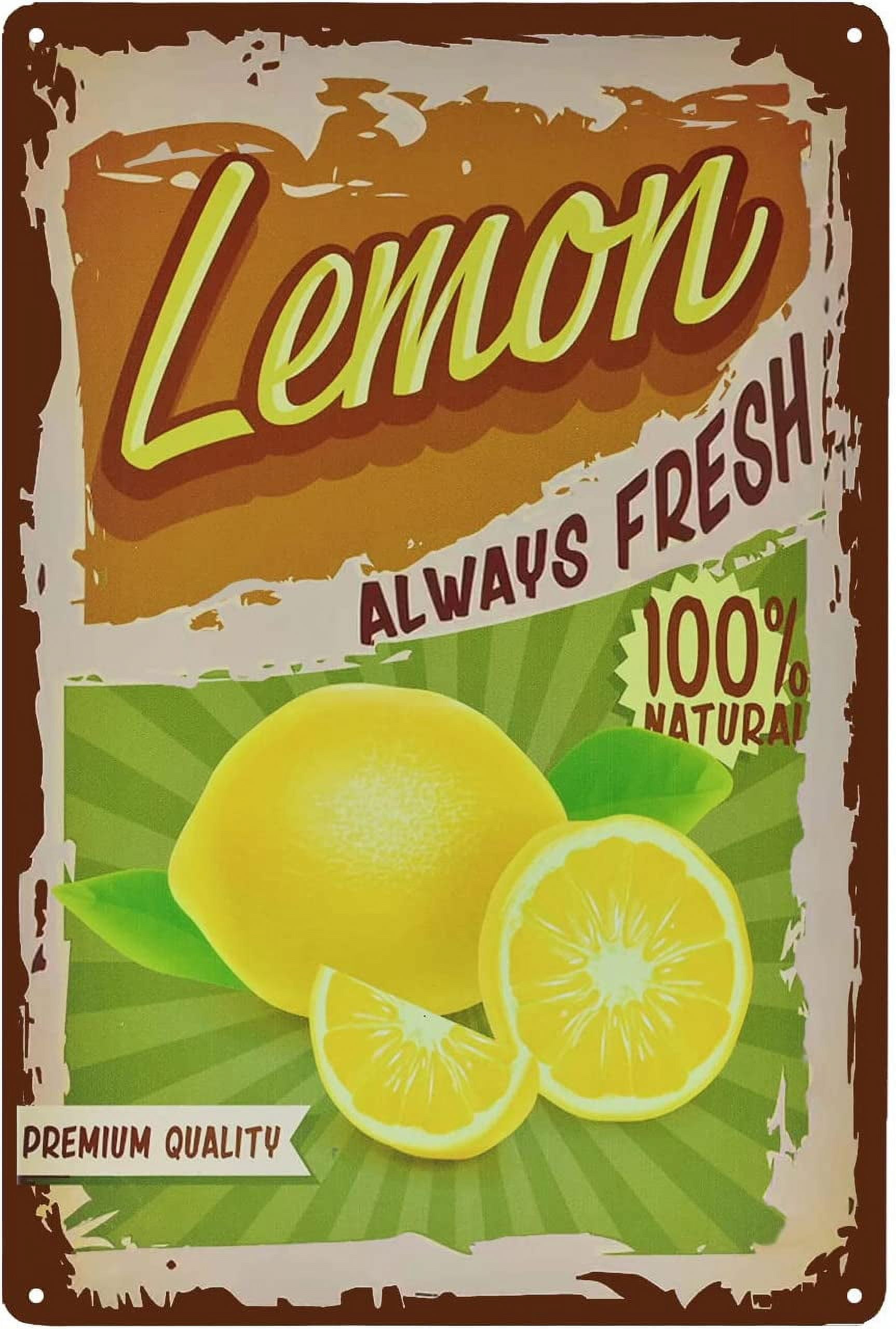ASPORIC Vintage Lemon Tin Sign - Fruit Metal Sign - Retro Decorative ...