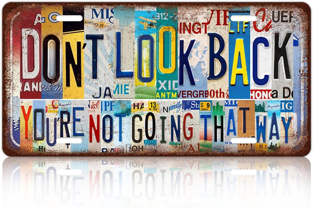 ASPORIC Vintage License Plate Wall Decor Don't Look Back You're Not ...