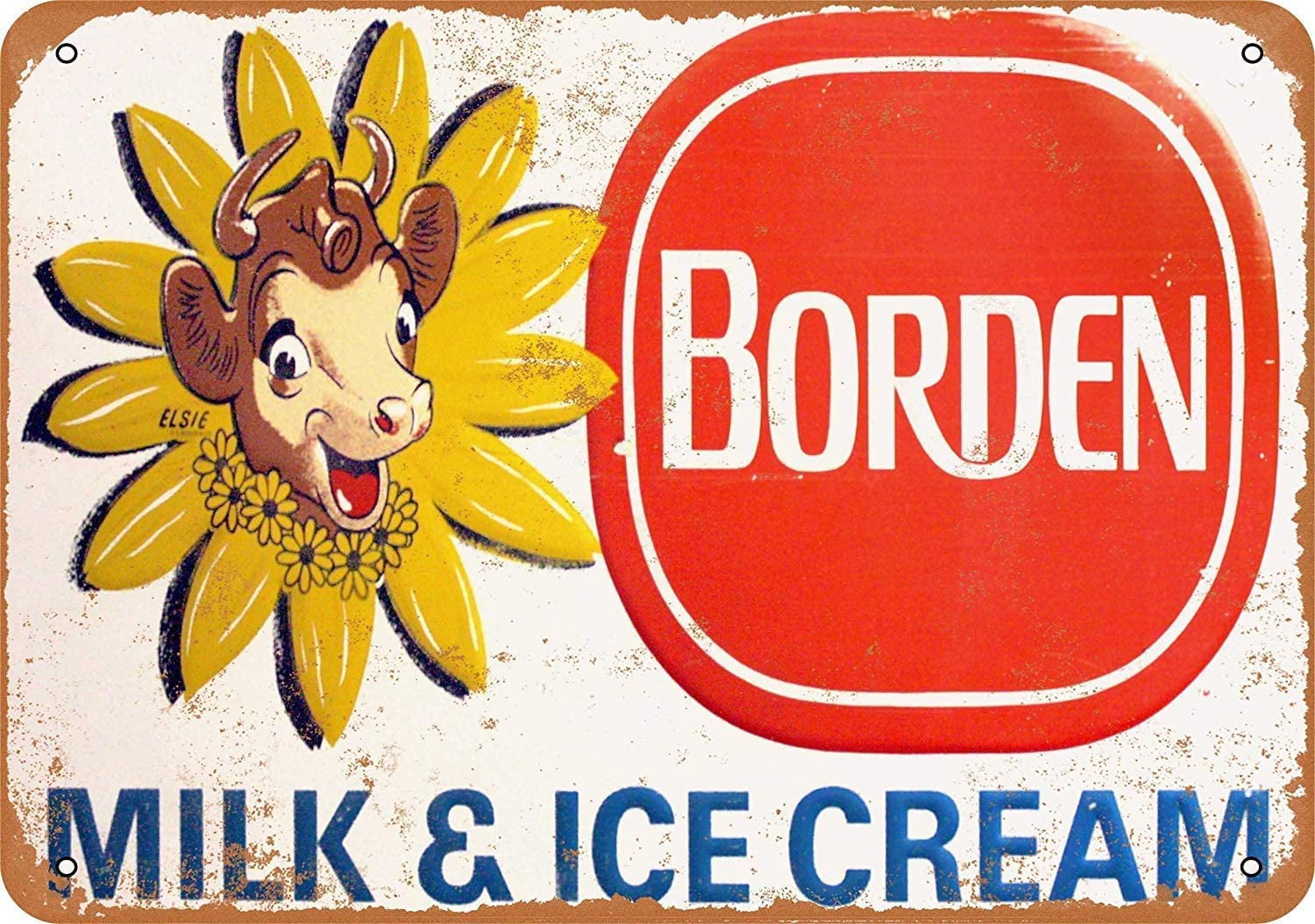 ASPORIC Vintage Look Borden Milk and Ice Cream Cafe Metal Sign 8" x 12 ...