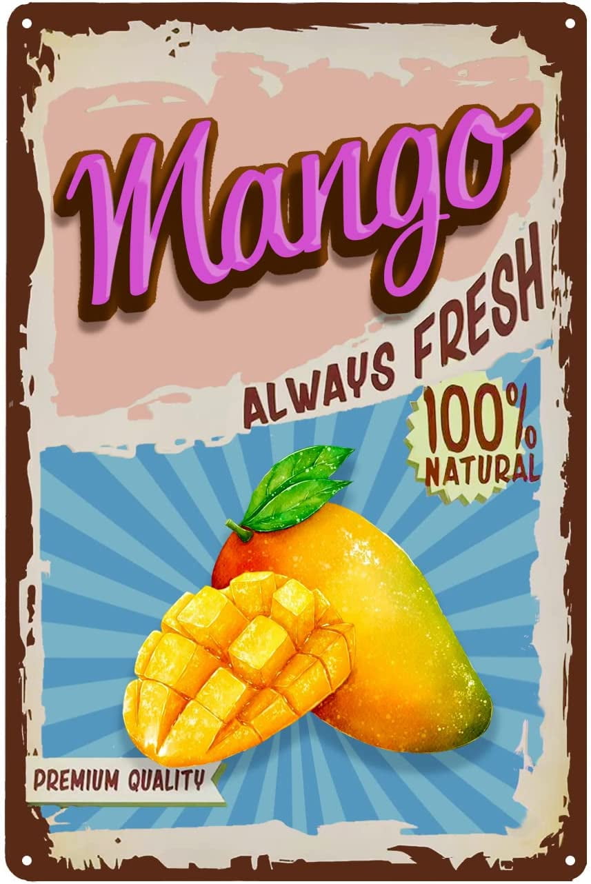 ASPORIC Vintage Mango Tin Sign - Fruit Aluminum Sign - Retro Metal Sign ...