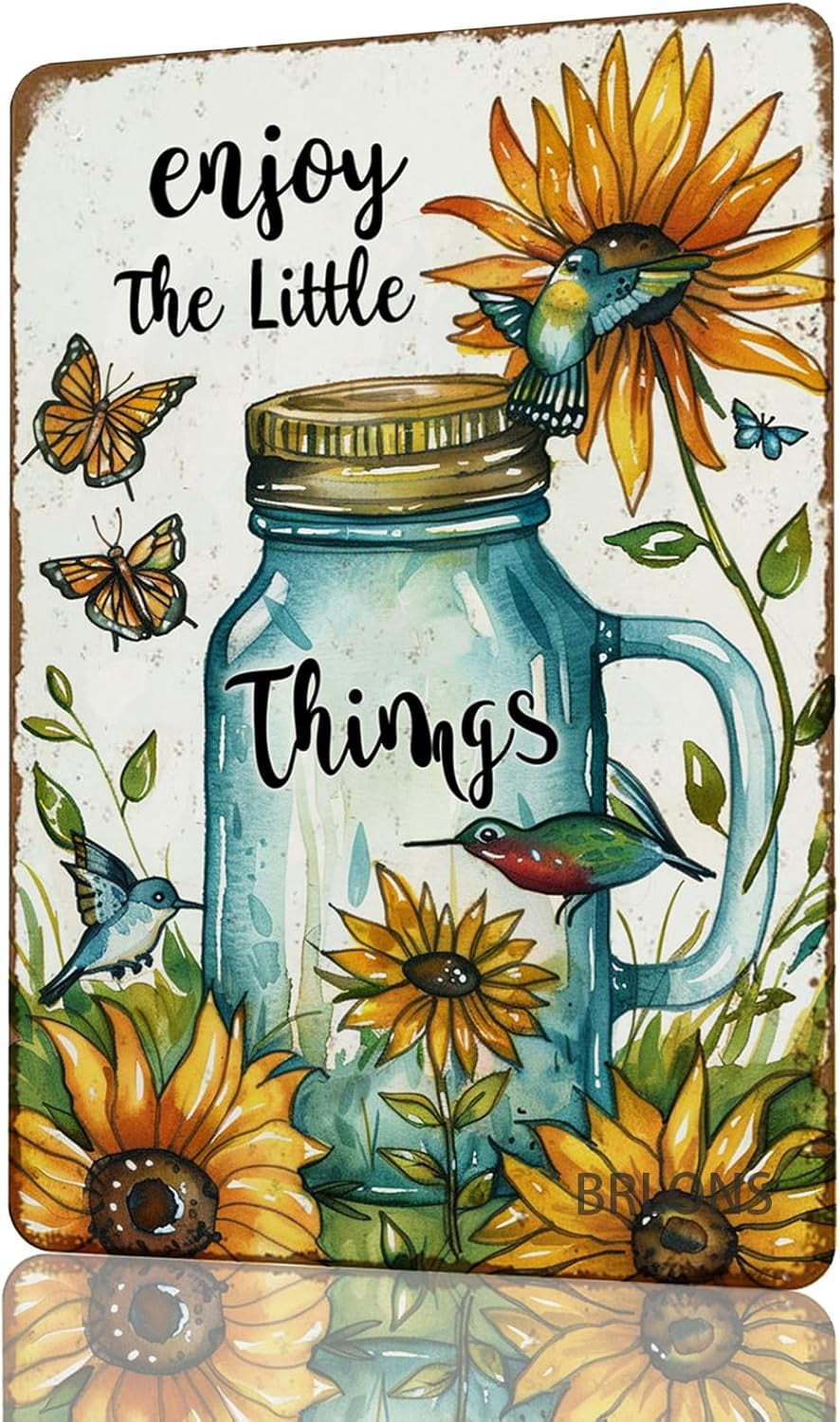 ASPORIC Vintage Metal Sign Enjoy The Little Things 8x12Inch Aluminum ...