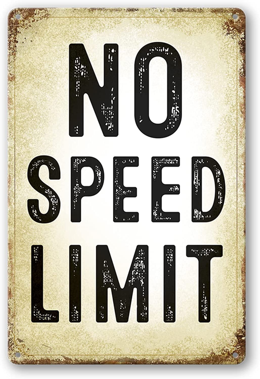ASPORIC Vintage Metal Tin Signs For Garage Funny No Speed Limit Sign ...