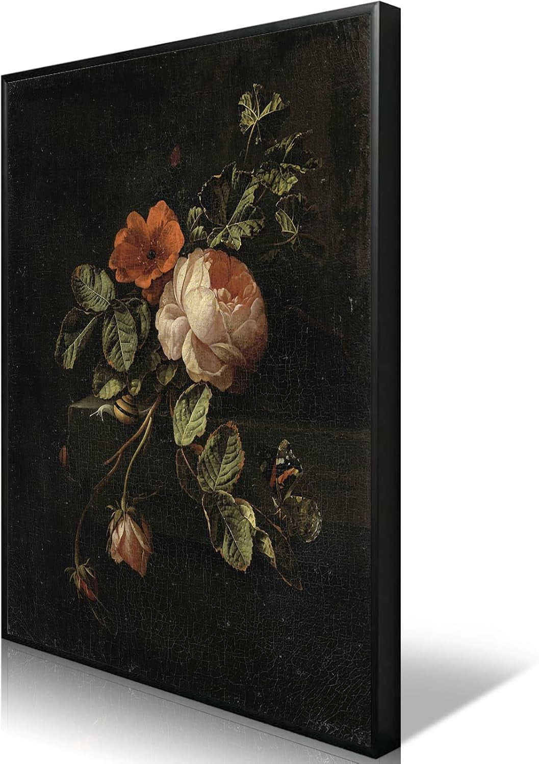 ASPORIC Vintage Moody Dark Academia Flower Botanical Wall Art Floral Still Life Oil Painting ...