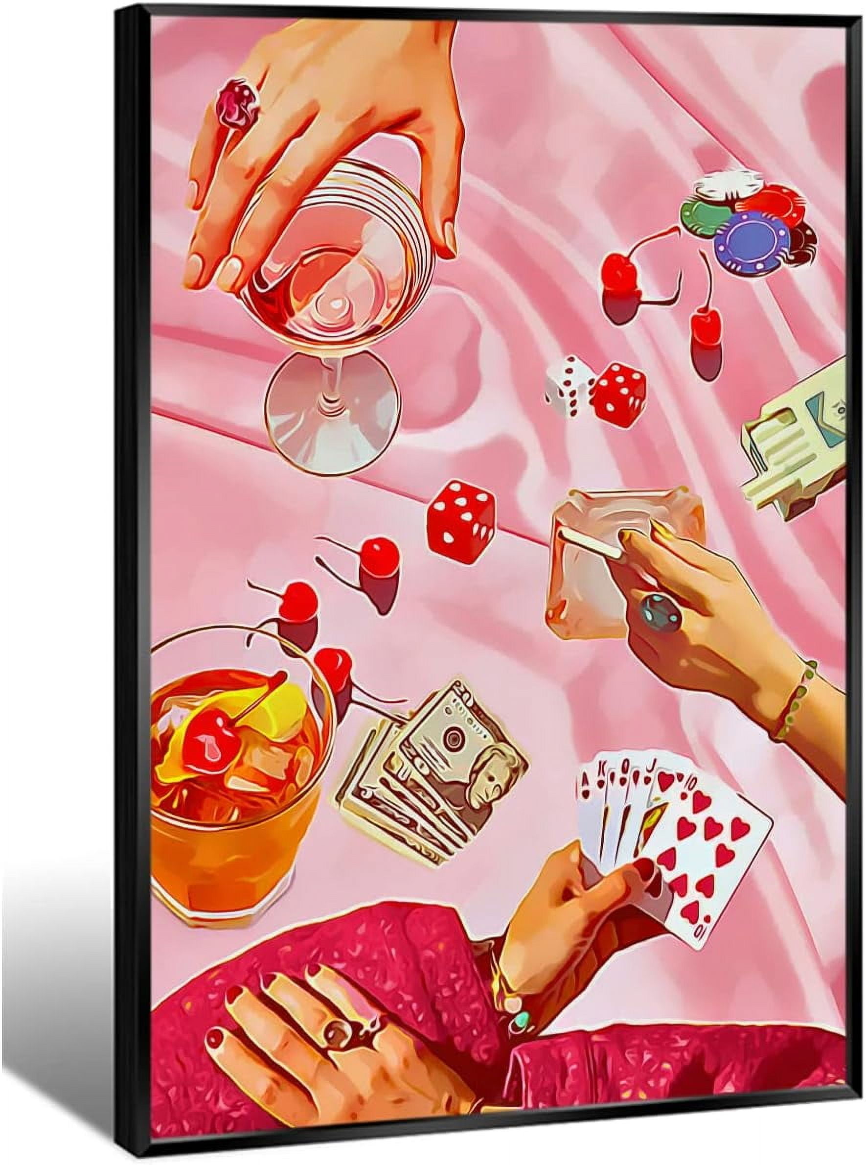 ASPORIC Vintage Pink Poker Posters Cute Funny Cocktail Casino Dice ...