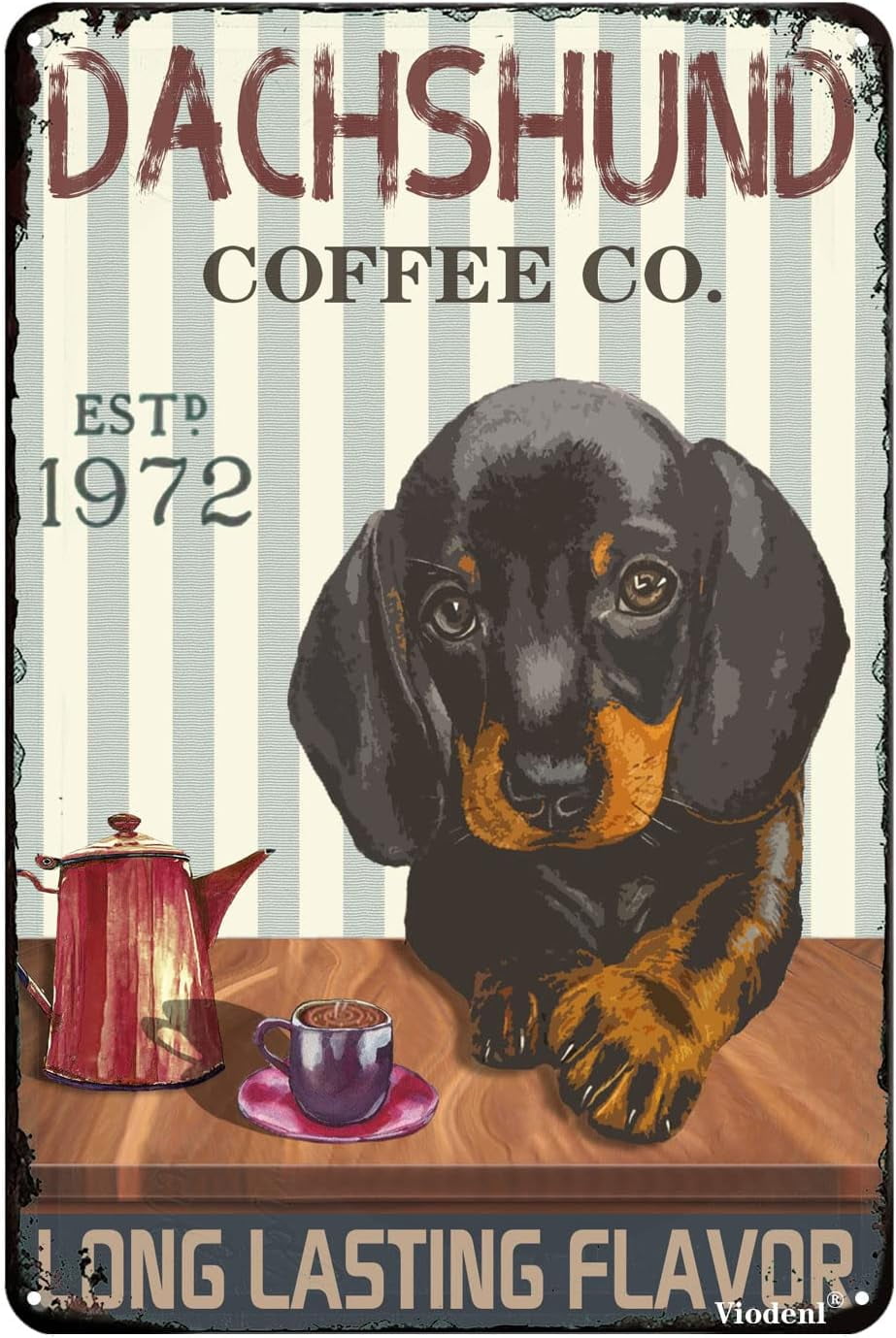 ASPORIC Vintage Signs Metal Signs Dachshund Coffee Co. Long Lasting ...
