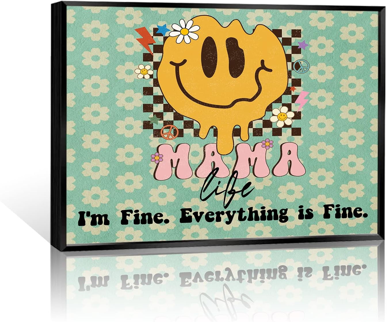 ASPORIC Vintage Smiley Face Wall Art,Quirky Hippie Cute Canvas Decor ...