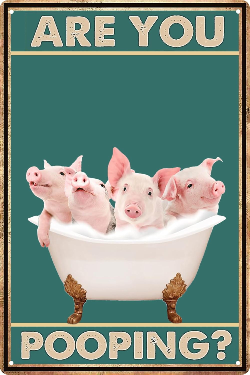 ASPORIC Vintage Tin Sign Pig Are You Pooping Funny Bathroom Sign Decor ...
