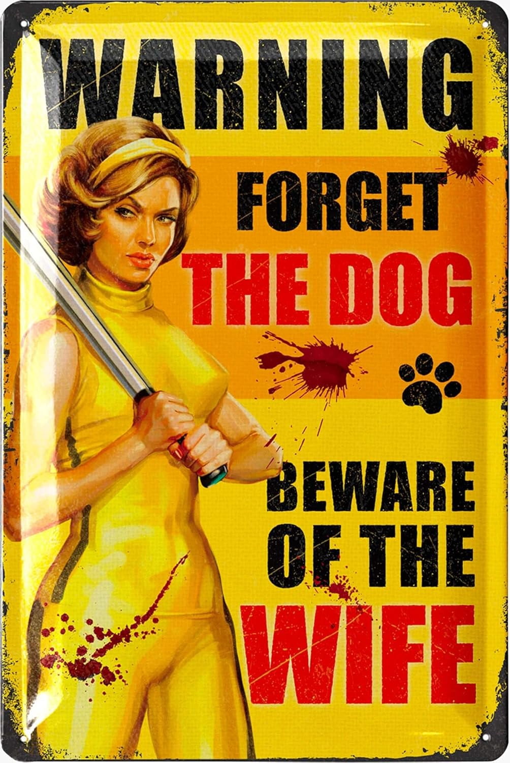 ASPORIC Vintage Tin Sign WARNING WIFE DOG, Man Cave Accessories, Metal ...