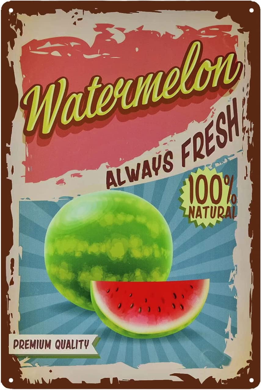 ASPORIC Vintage Watermelon Tin Sign - Fruit Metal Sign - Retro ...