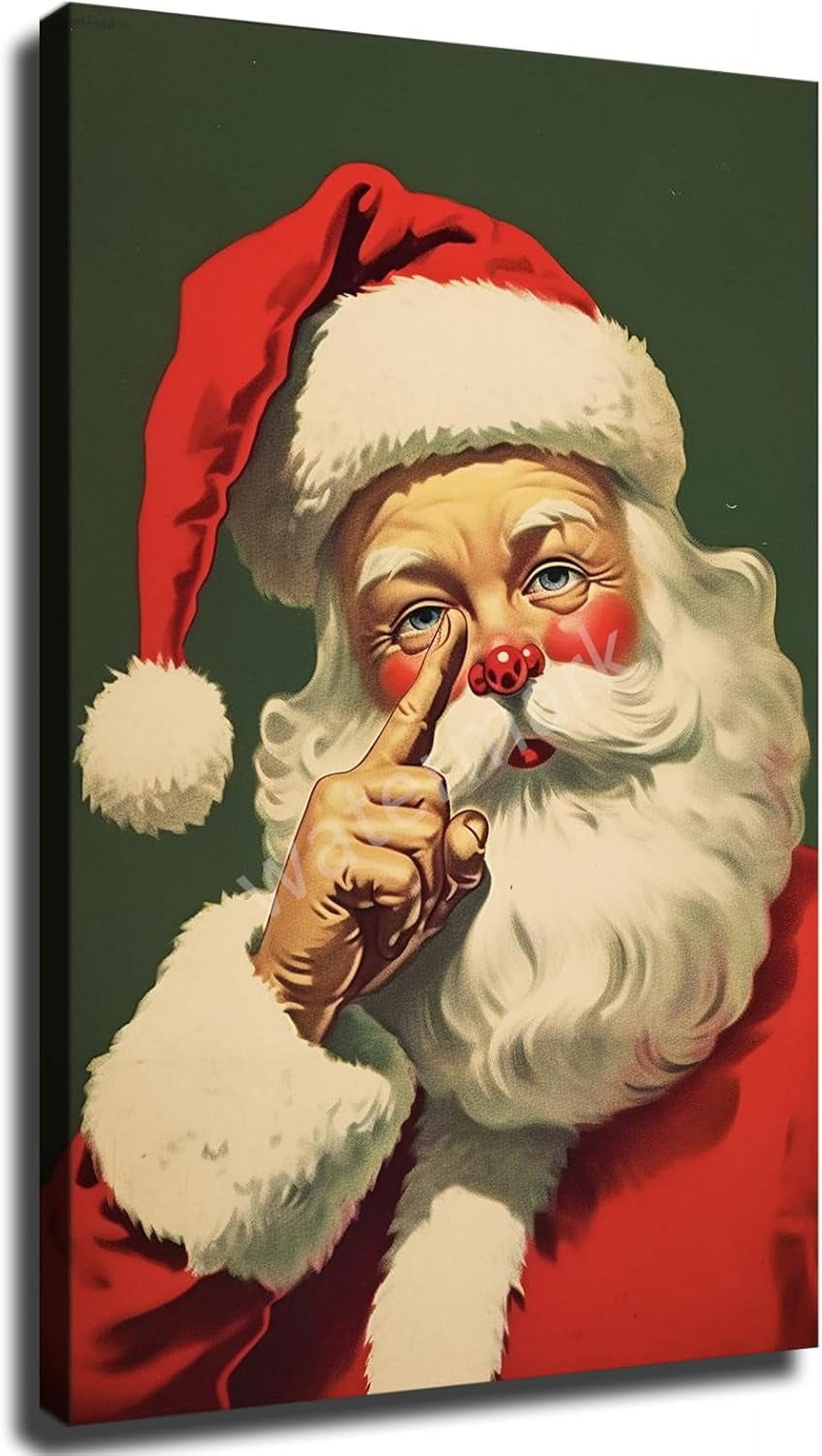 ASPORIC Vintage Winking Santa Christmas Poster Canvas Print Wall Art ...