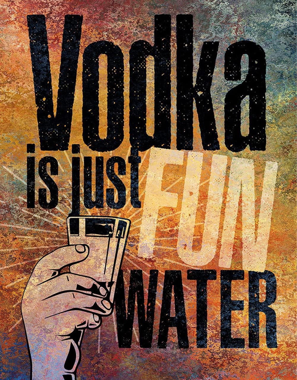 ASPORIC Vodka Is Just Fun Water Tin Sign - Nostalgic Vintage Metal Wall ...
