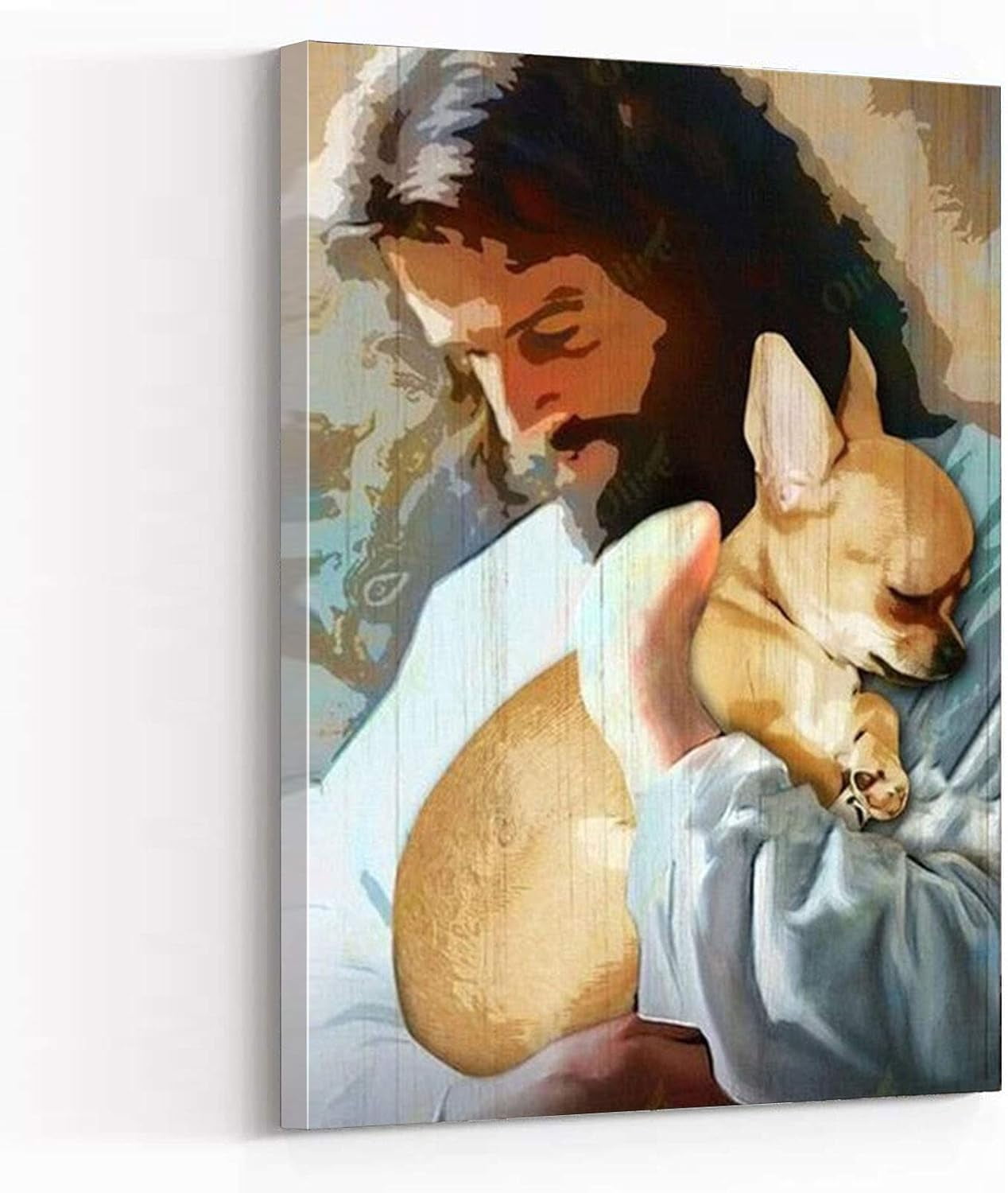 ASPORIC WALL PAINTINGS FOR BEDROOM,blue and white wall art,wall print,God And The Chihuahua Dog ...