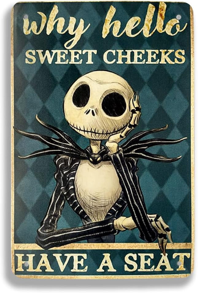 ASPORIC WHY HELLO SWEET CHEEKS HAVE A SEAT - Jack Skellington Vintage ...