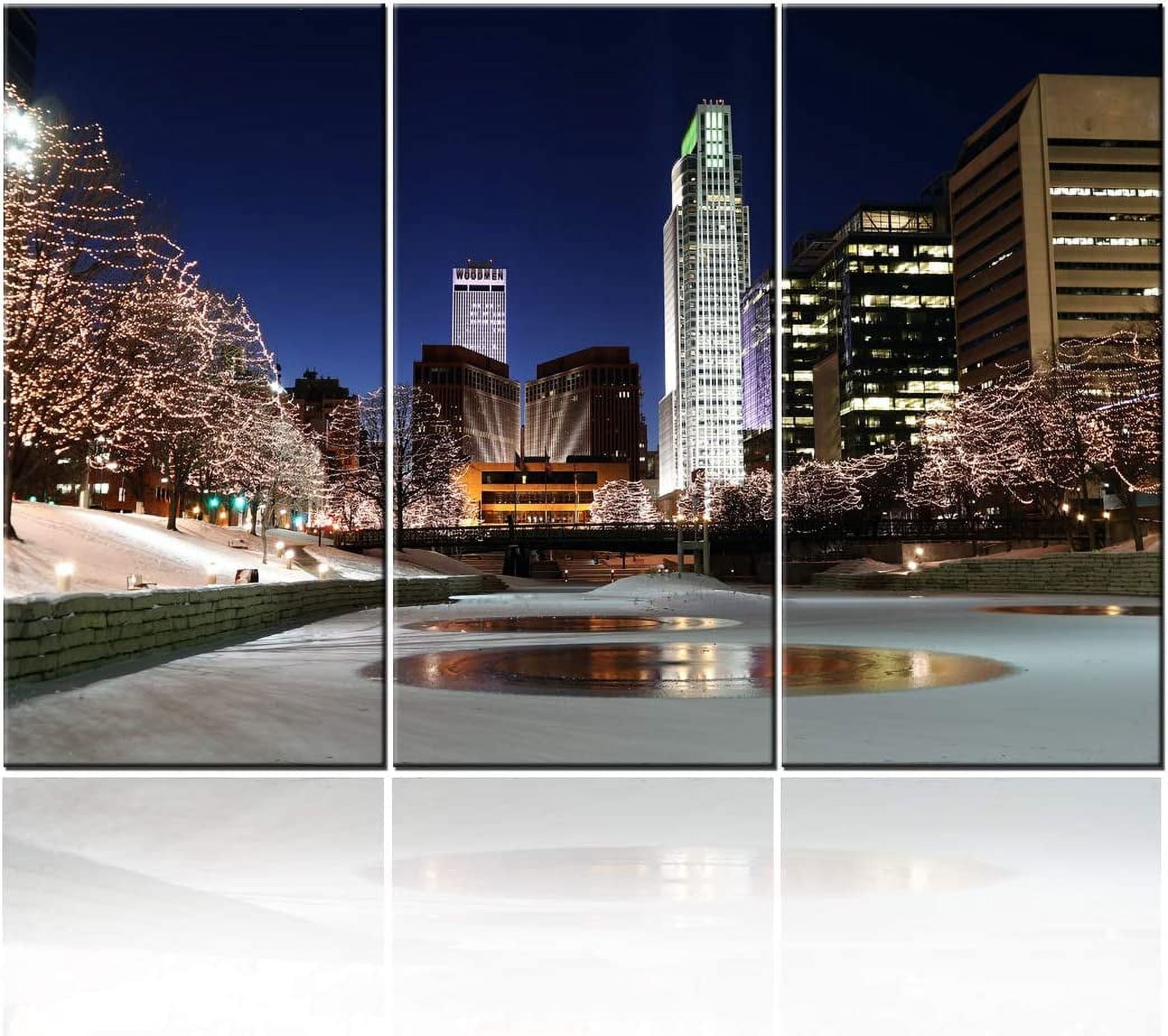 ASPORIC Wall Art Canvas Pictures of Downtown Omaha City Skyline for ...