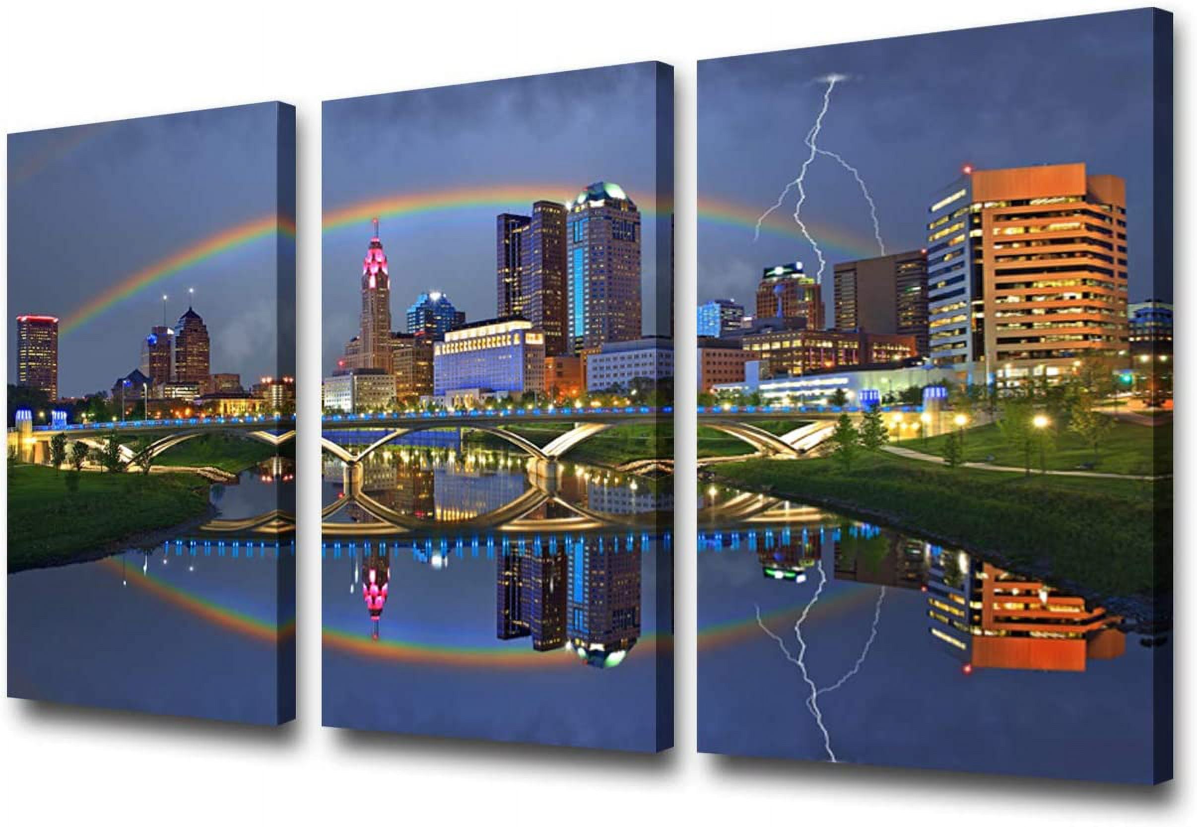 ASPORIC Wall Art Canvas Printing Columbus Skyline Photo Print with ...