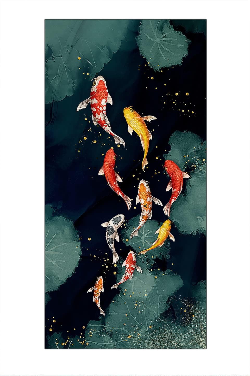 ASPORIC Wall Posters Aesthetic Koi Fish Feng Shui Nine Fish Painting ...