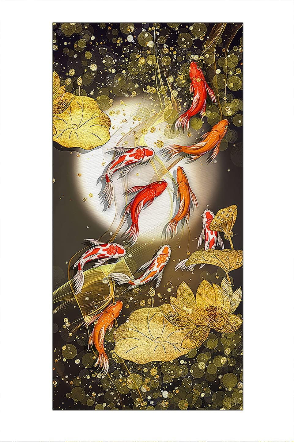 ASPORIC Wall Posters Aesthetic Koi Fish Feng Shui Nine Fish Painting ...