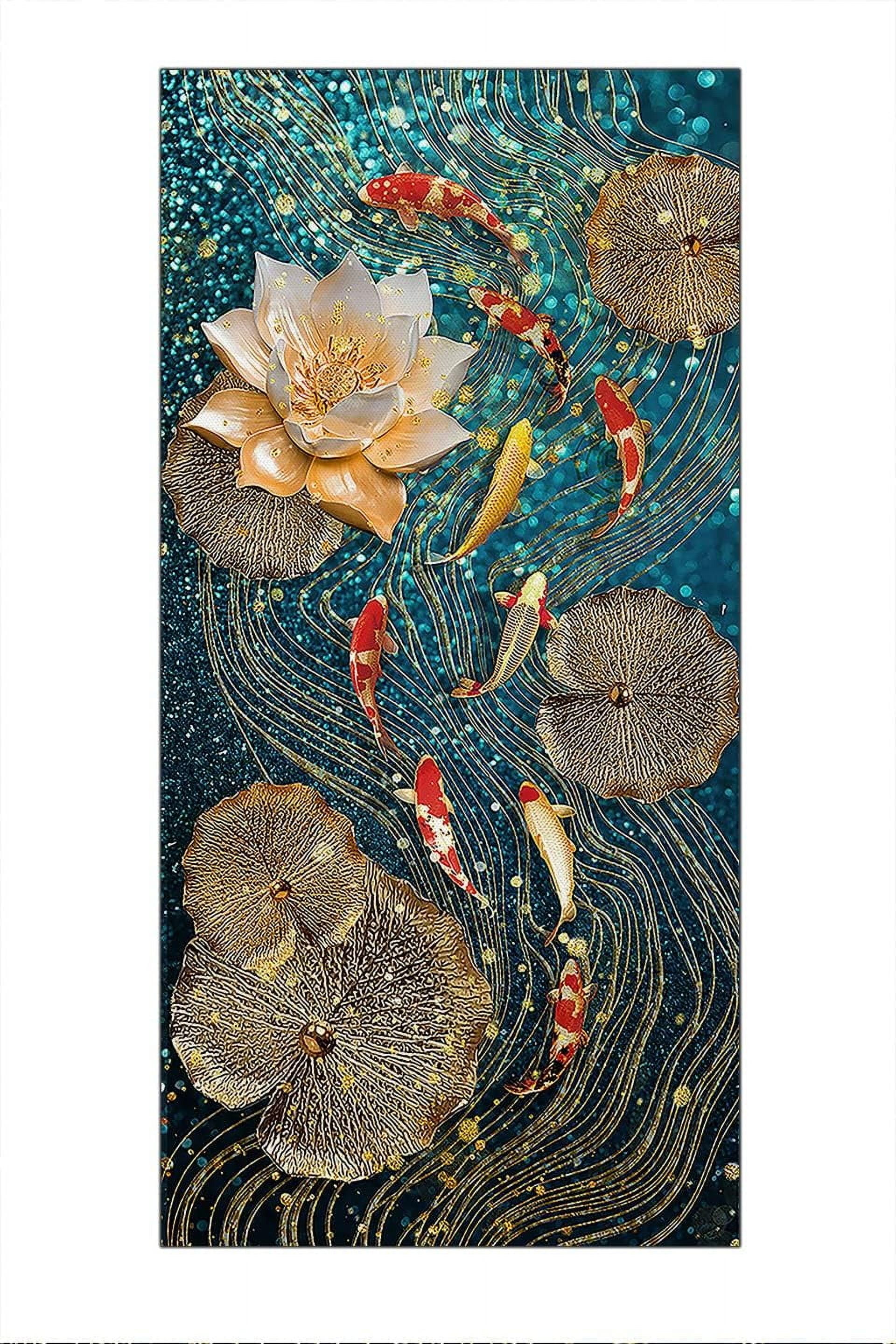 ASPORIC Wall-Posters-Aesthetic-Koi-Fish-Feng-Shui-Nine-Fish-Painting ...