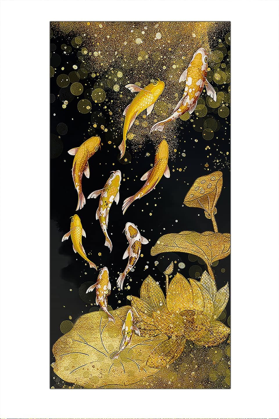 ASPORIC Wall Posters Aesthetic Koi Fish Feng Shui Nine Fish Painting ...