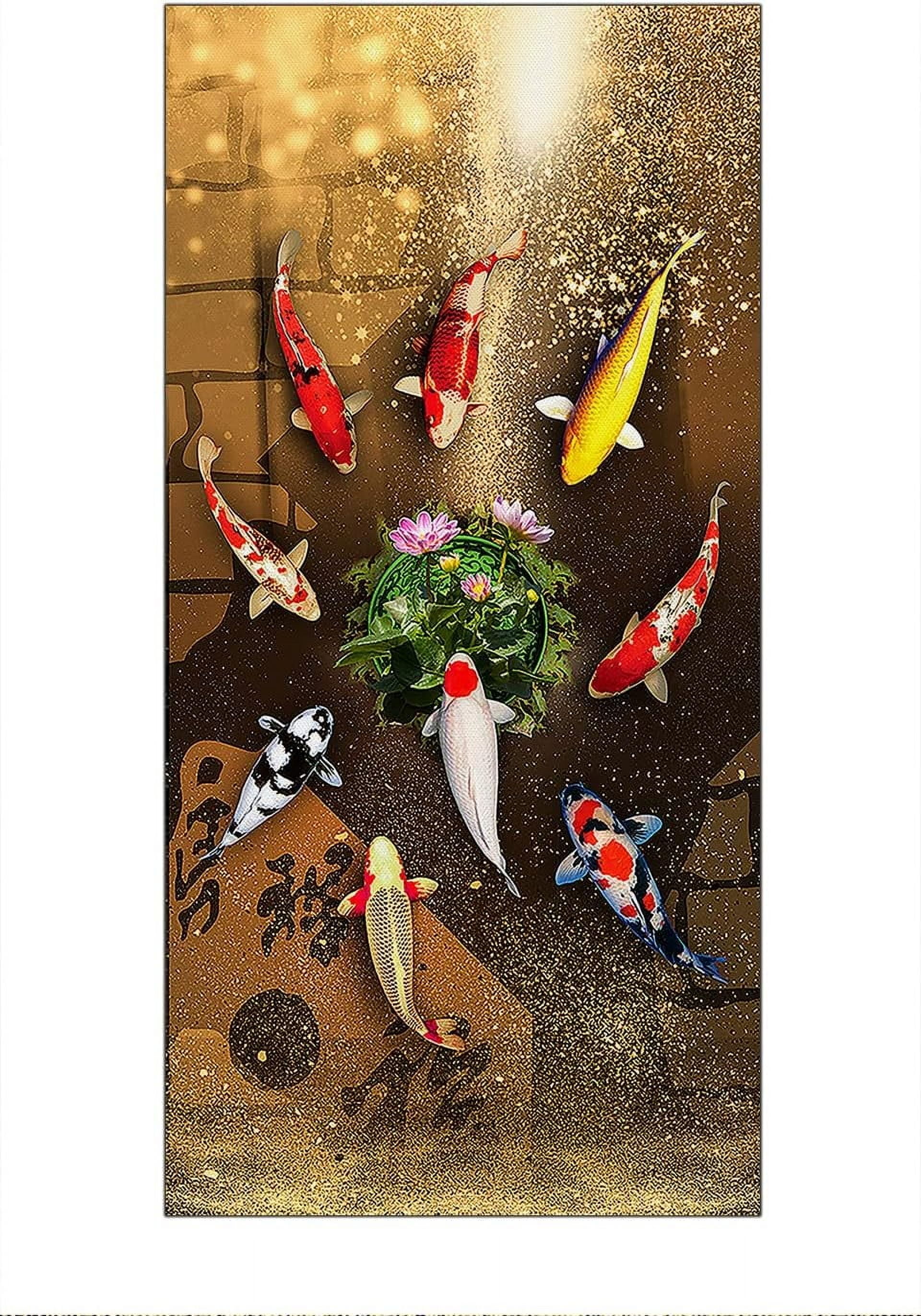 ASPORIC Wall-Posters-Aesthetic-Koi-Fish-Feng-Shui-Nine-Fish-Painting ...