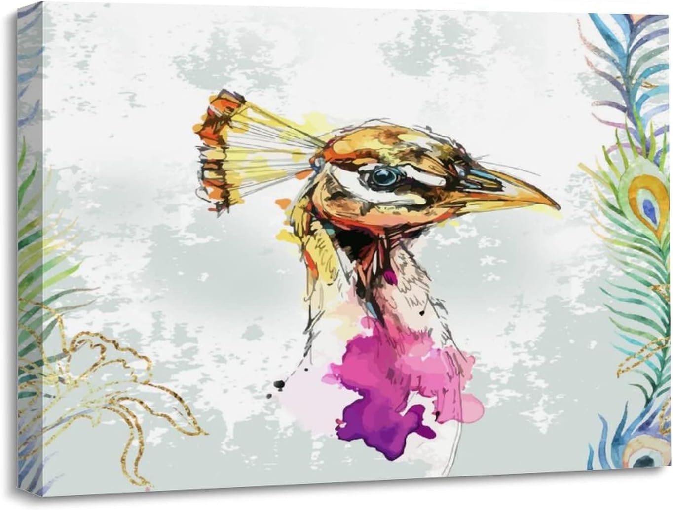 ASPORIC Wall Prints Crowned Peacock Canvas Print Wall Art Peacock ...