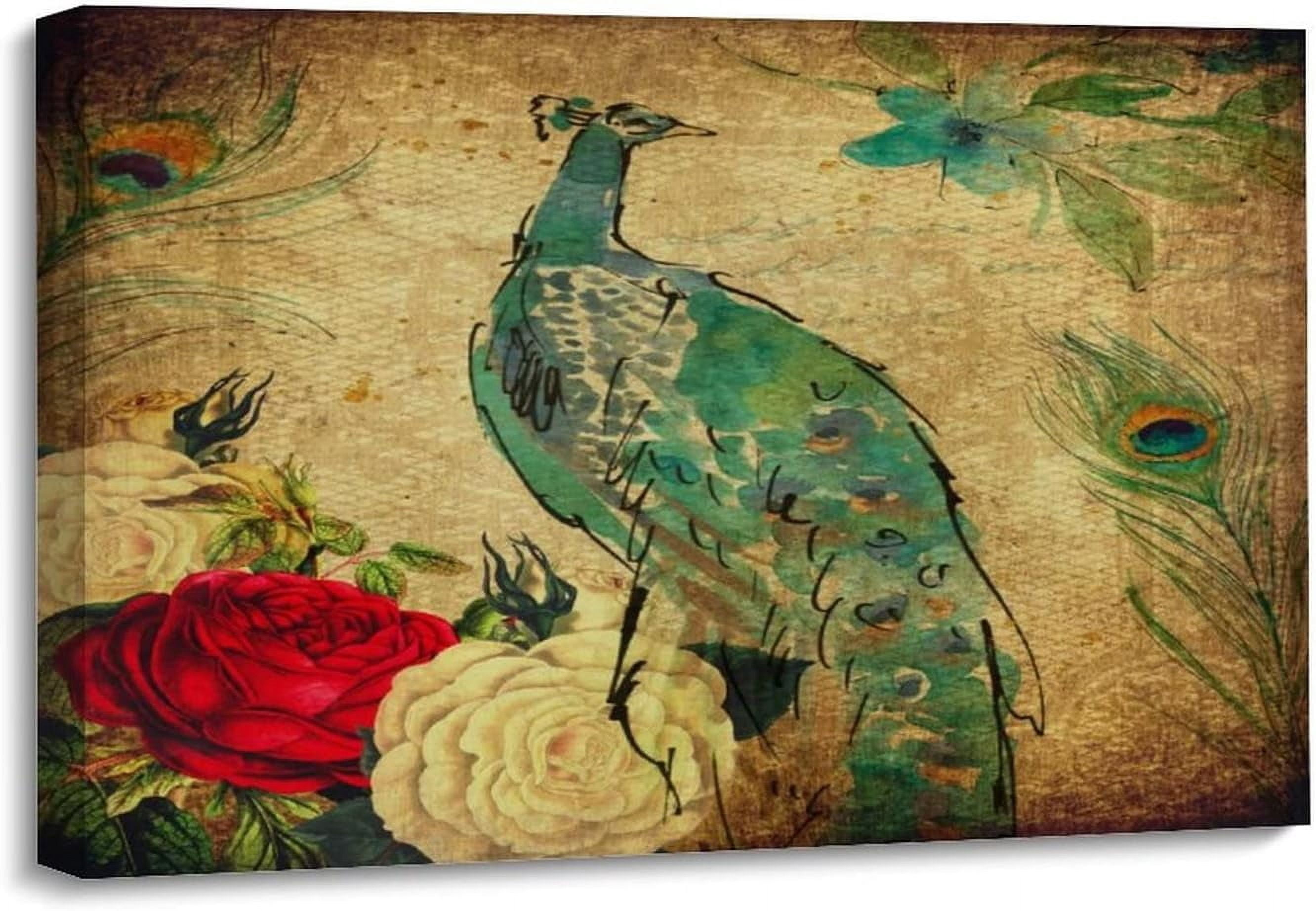 ASPORIC Wall Prints Crowned Peacock Canvas Print Wall Art Peacock ...