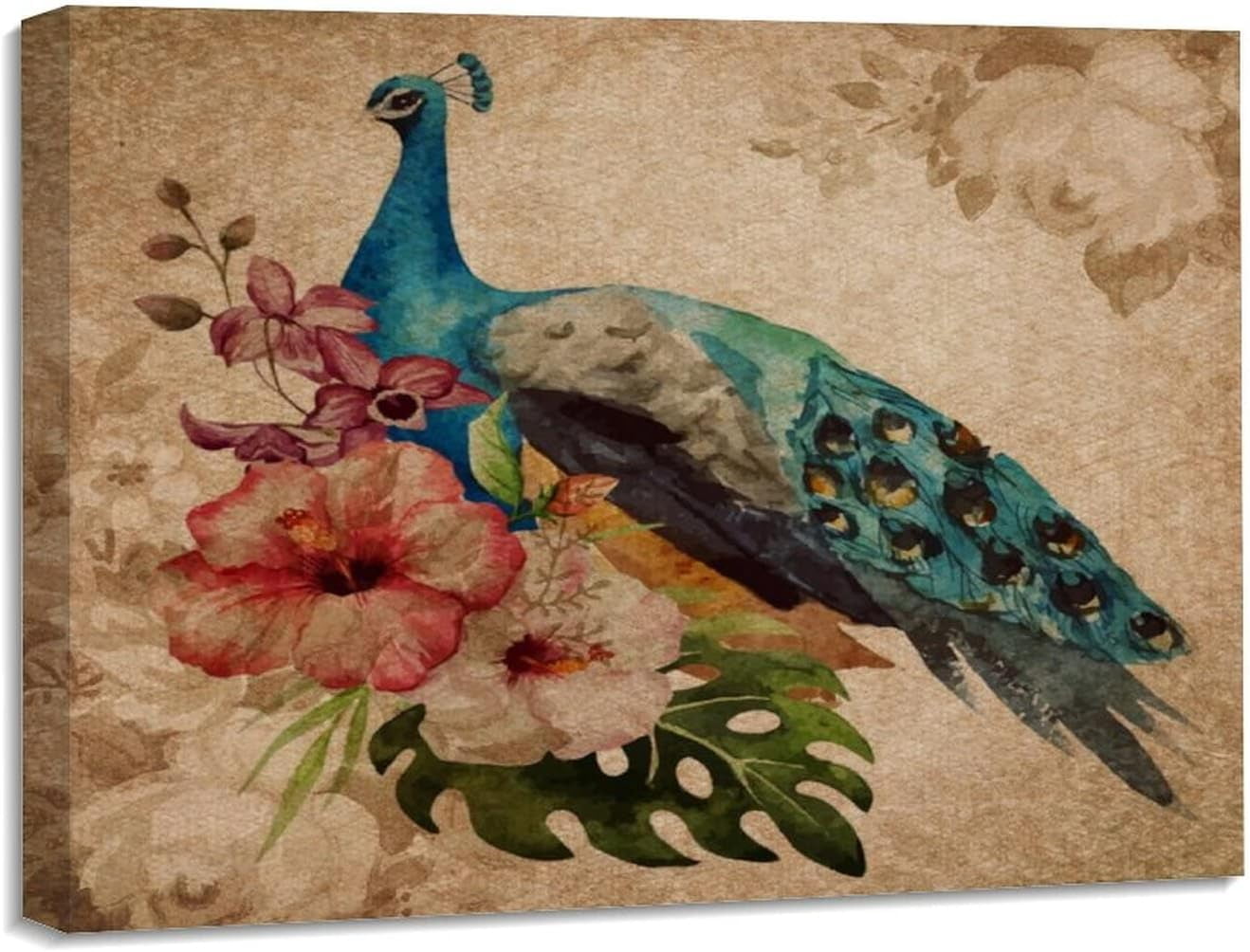 ASPORIC Wall Prints Crowned Peacock Canvas Print Wall Art Peacock ...