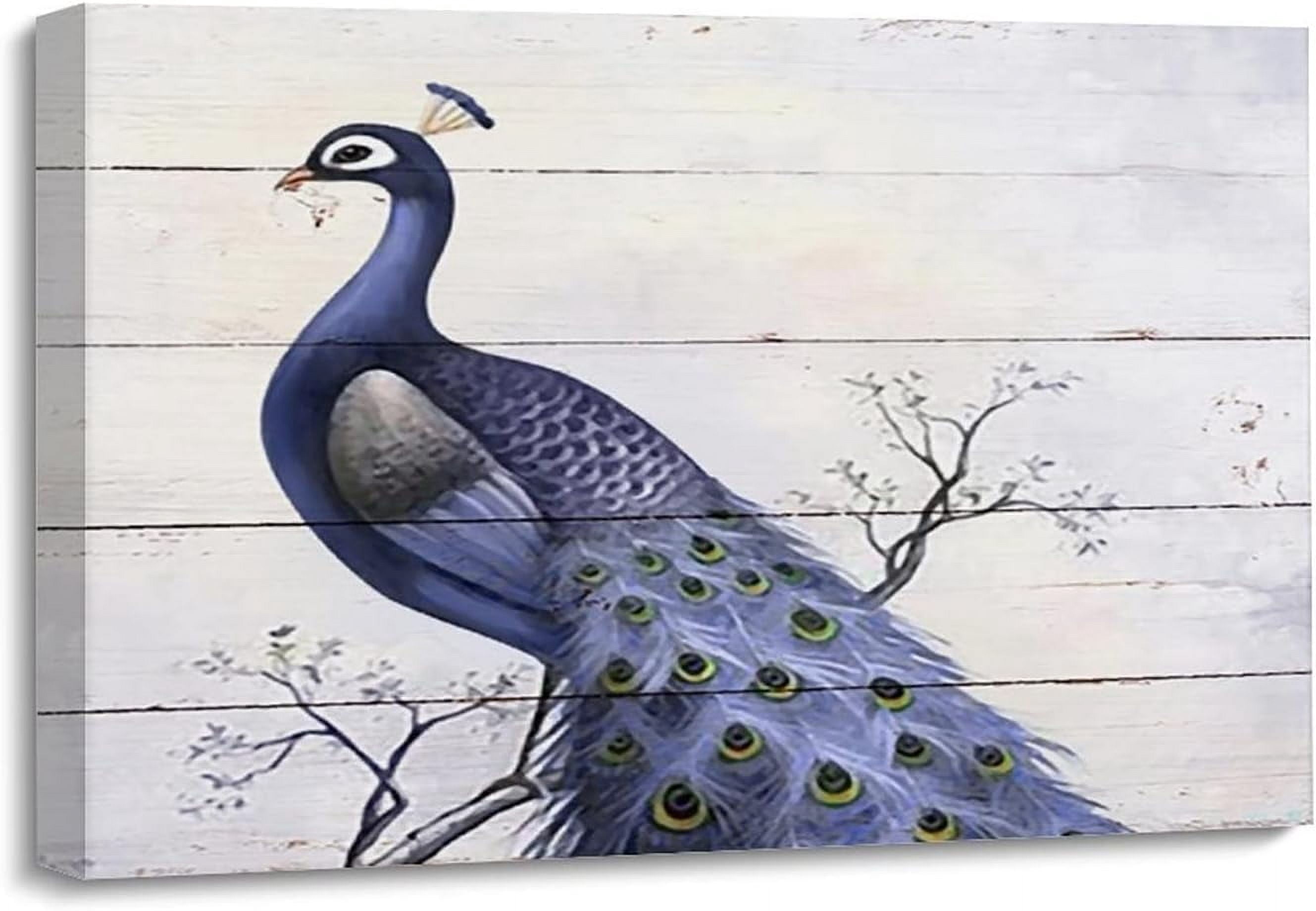 ASPORIC Wall Prints Crowned Peacock Canvas Print Wall Art Peacock ...